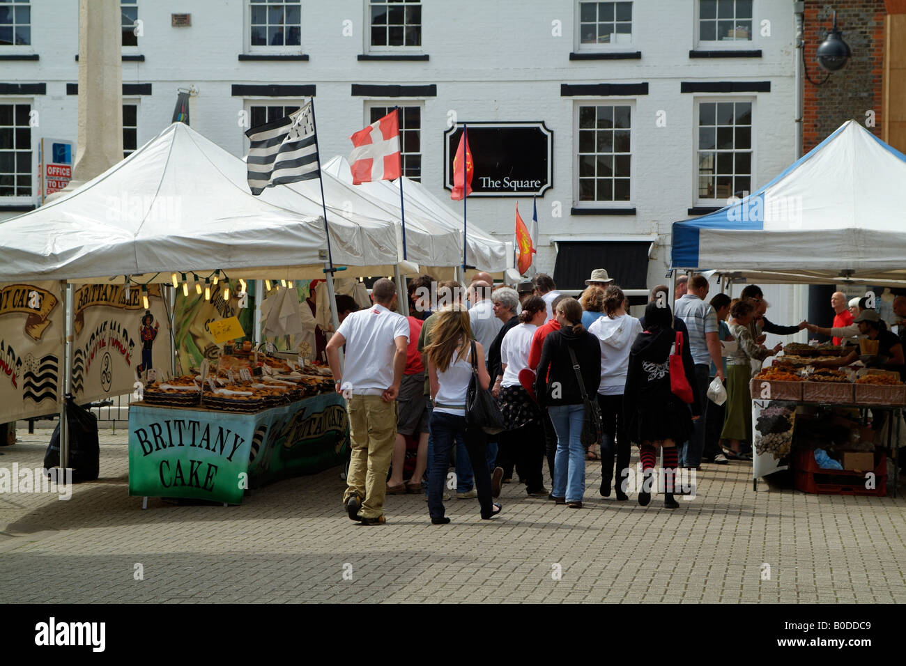 French market stalls on the Square in Newport town centre Isle of Wight ...