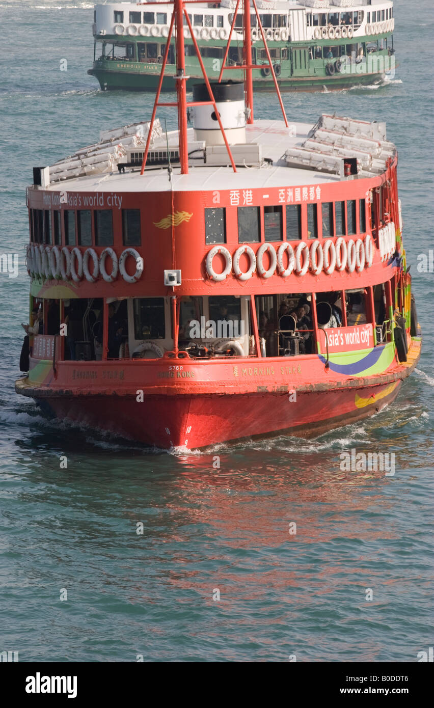 Red star ferry in Hong Kong harbour Stock Photo - Alamy