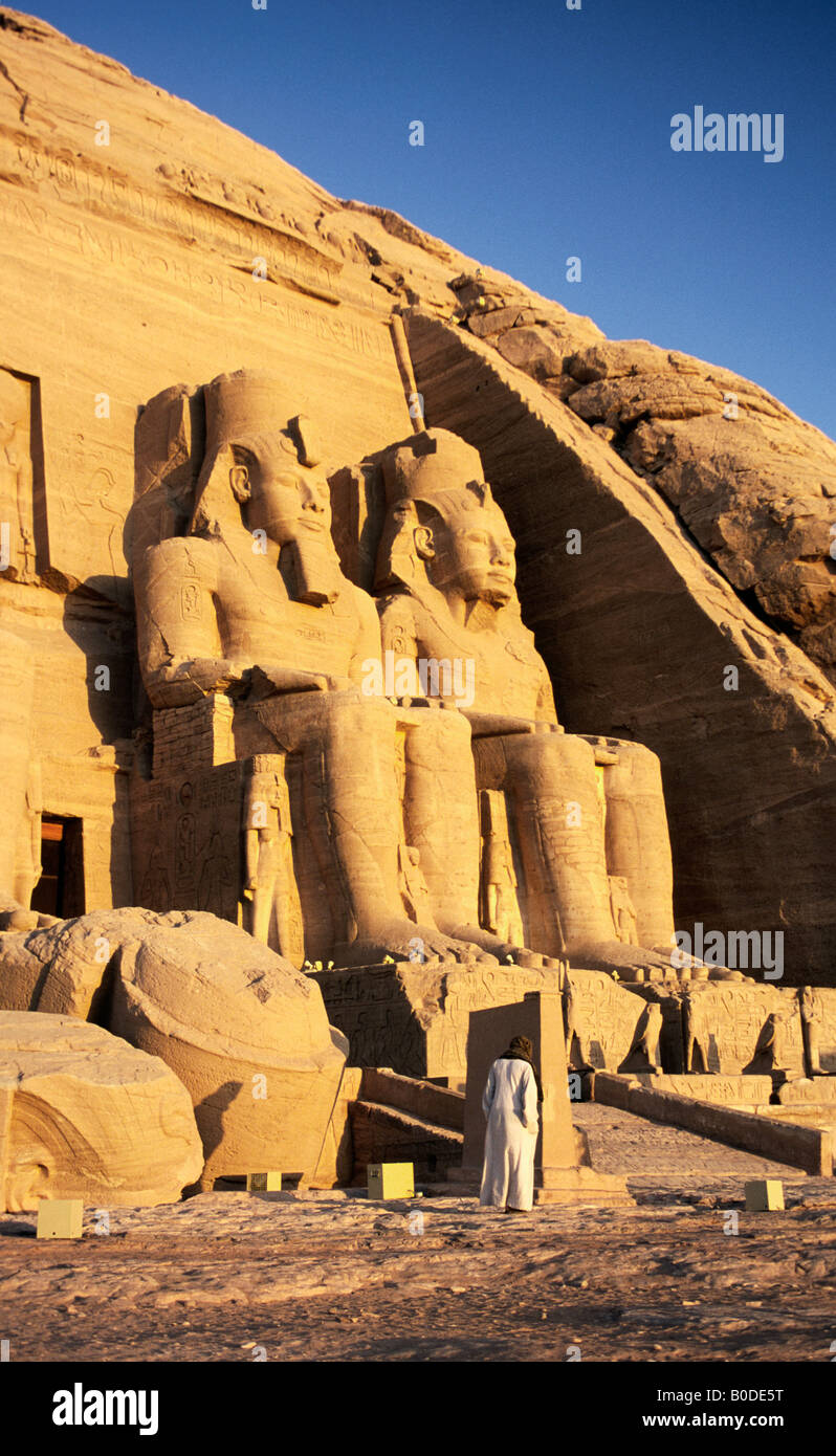 Two giant statues of Ramses II at the Abu Simbel temple Stock Photo - Alamy