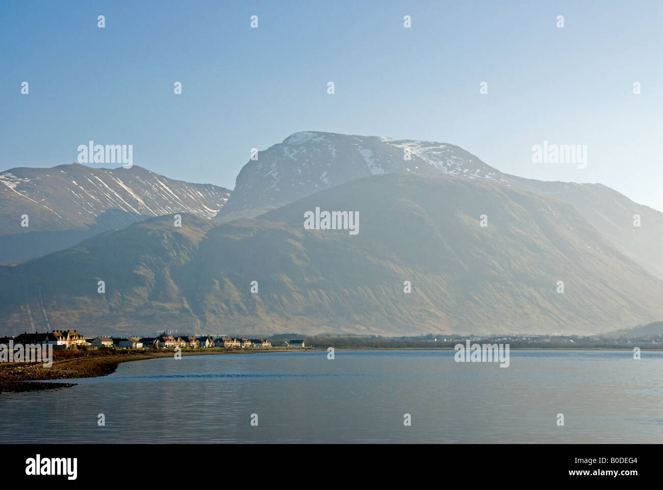 A view of Ben Nevis with Caol on the foreshore from Corpach Basin Stock ...