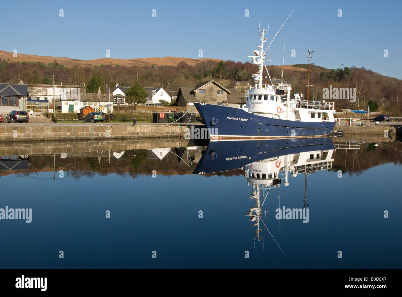 Boat overwintering in Corpach Basin Caledonian Canal Stock Photo - Alamy