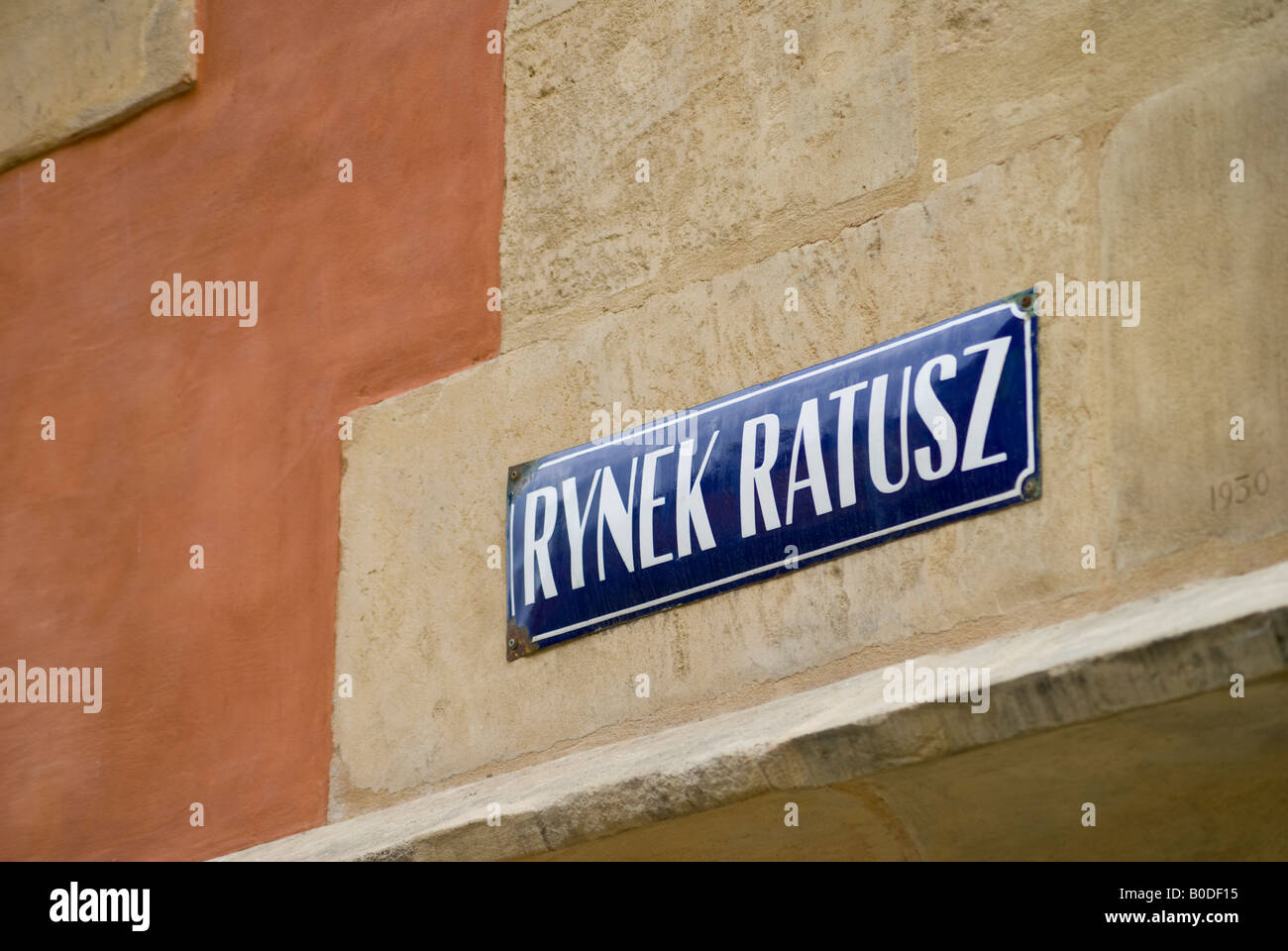 Wroclaw, Silesia, Poland. Sign on wall of the Town Hall - Rynek Ratusz ...