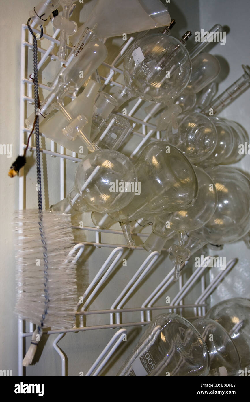 Scientific conical glass beakers and jars Stock Photo - Alamy