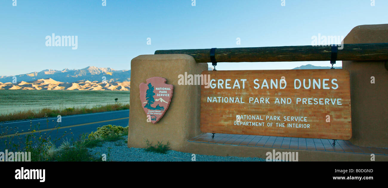 Great Sand Dune National Park entrance sign, Colorado Stock Photo - Alamy