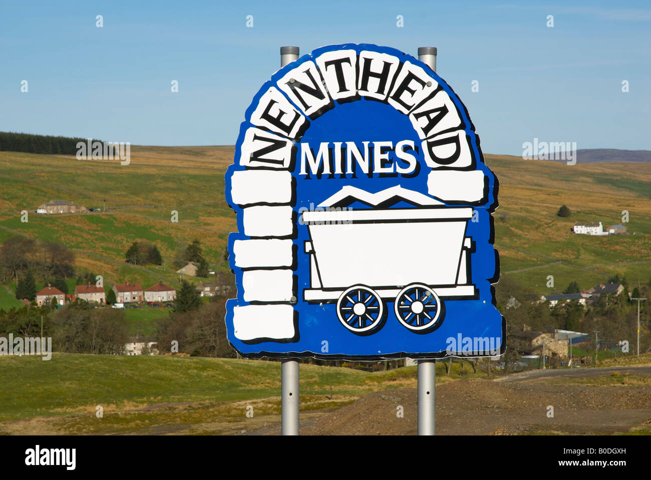 Sign for Nenthead Mines visitor attraction, Nenthead, Upper Weardale ...