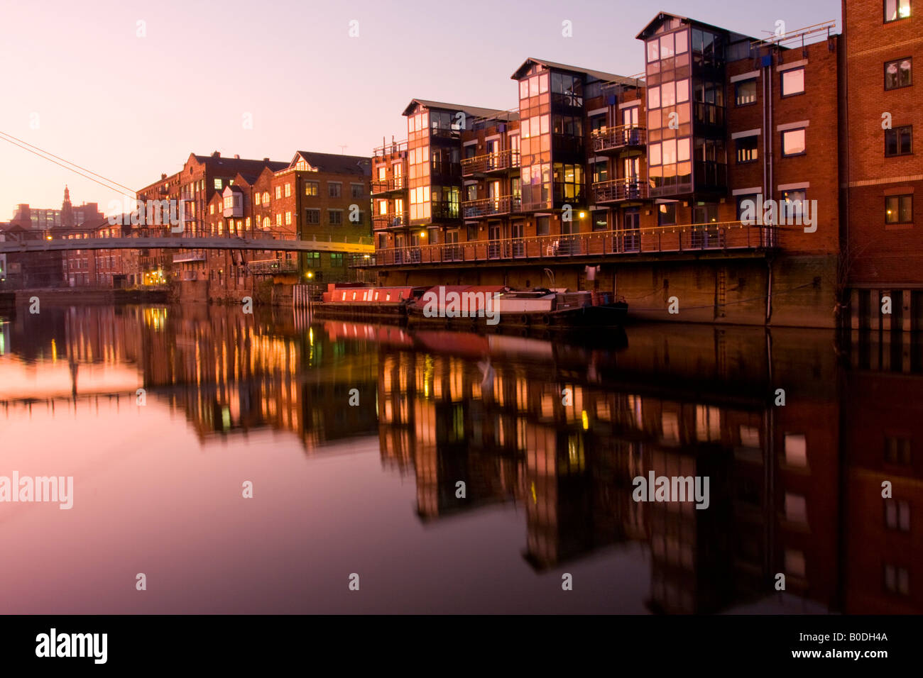 Waterfront Leeds Reflections Yorkshire UK Stock Photo - Alamy