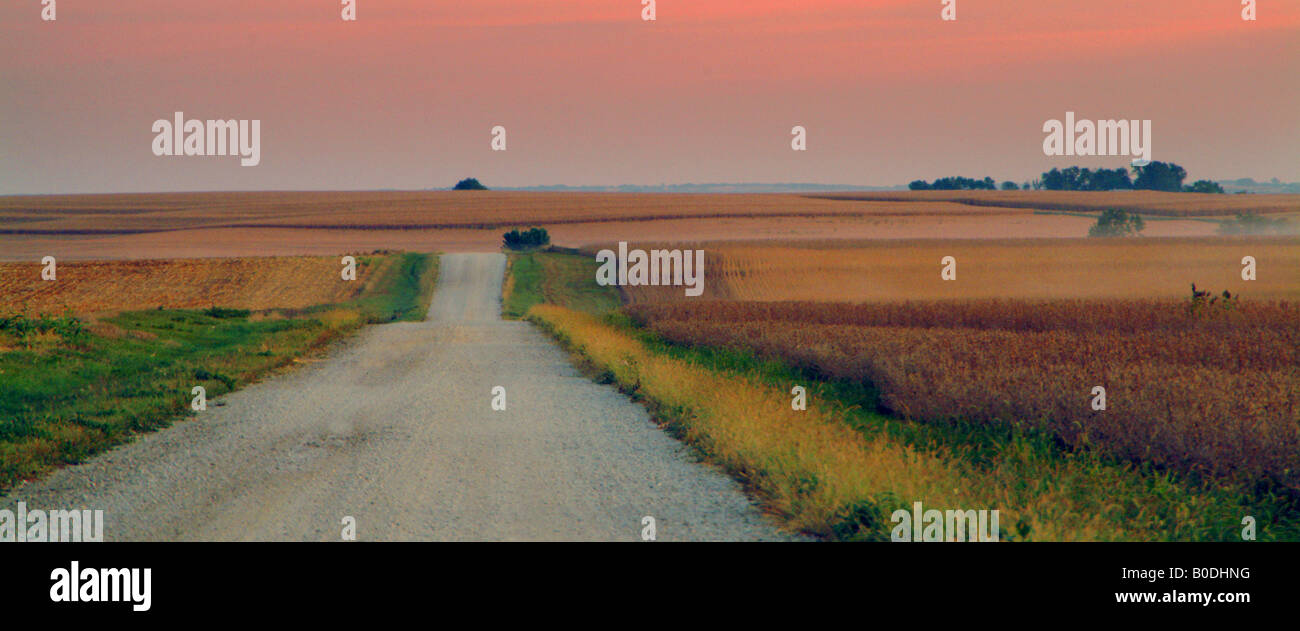 Farm road in NE Kansas at dawn Stock Photo - Alamy