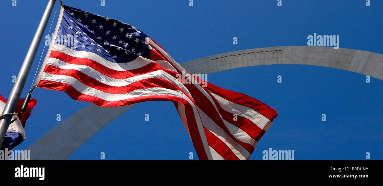 American Flag and Gateway Arch St Louis MO Stock Photo - Alamy