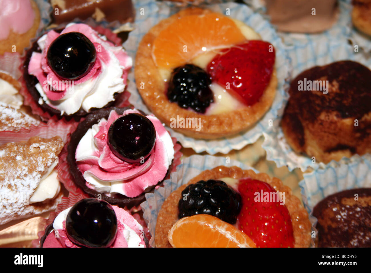 Italian pastries bought from a pasticeria in Iglesias, Sardinia, Italy ...