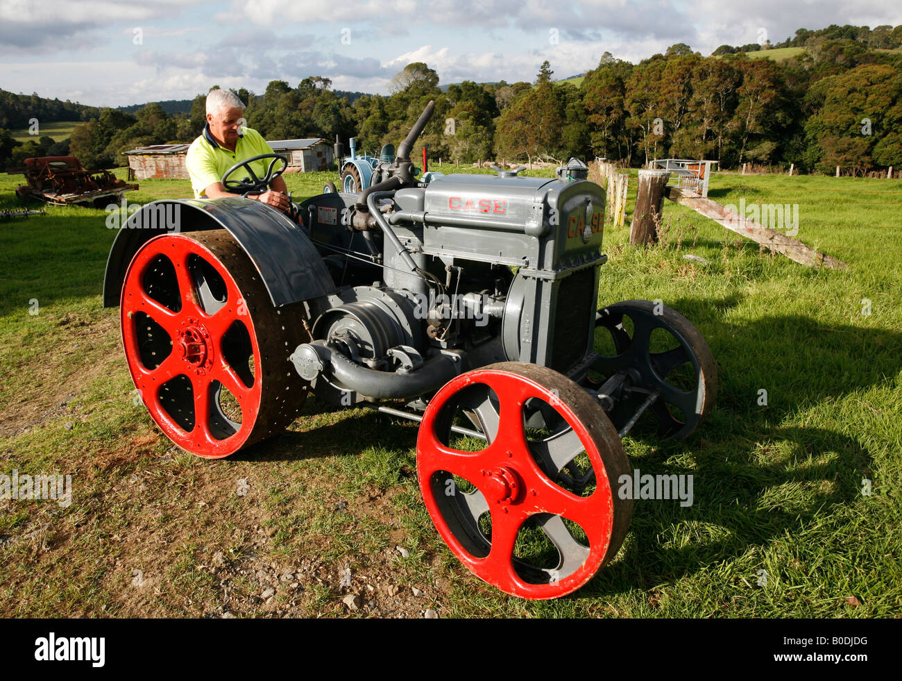 Antique 1926 Case Cross Engine Tractor being driven by the owner Stock ...