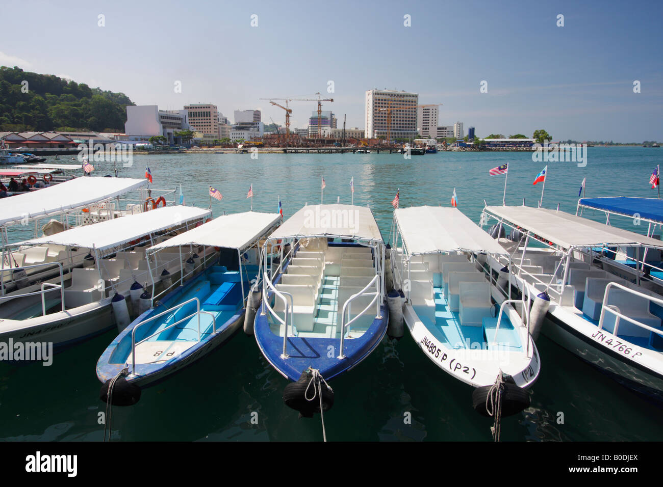 Boats Moored At Jesselton Point Jetty, Kota Kinabalu, Sabah, Malaysian ...