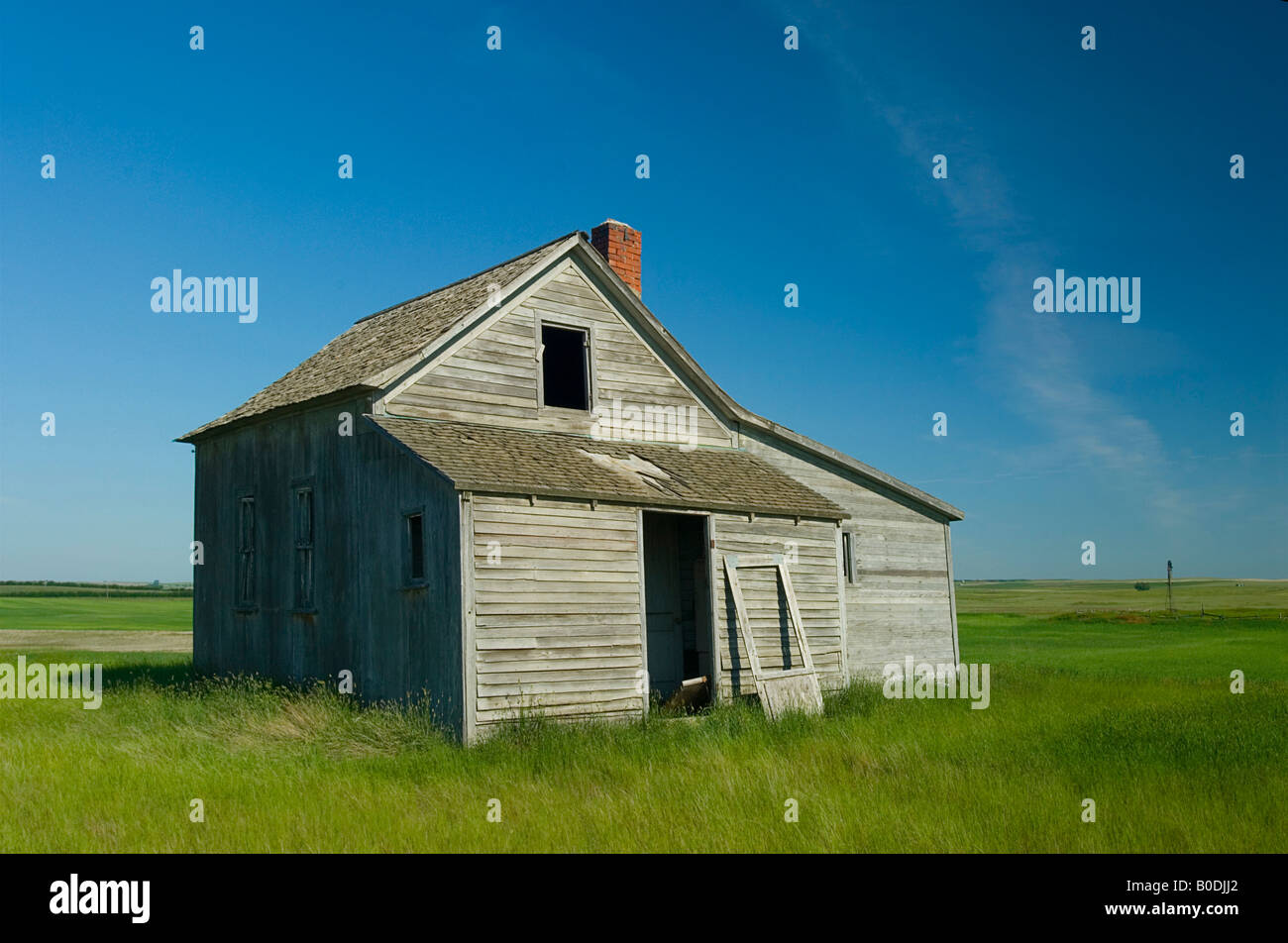 Old abandoned farmhouse in field on sunny day Stock Photo - Alamy