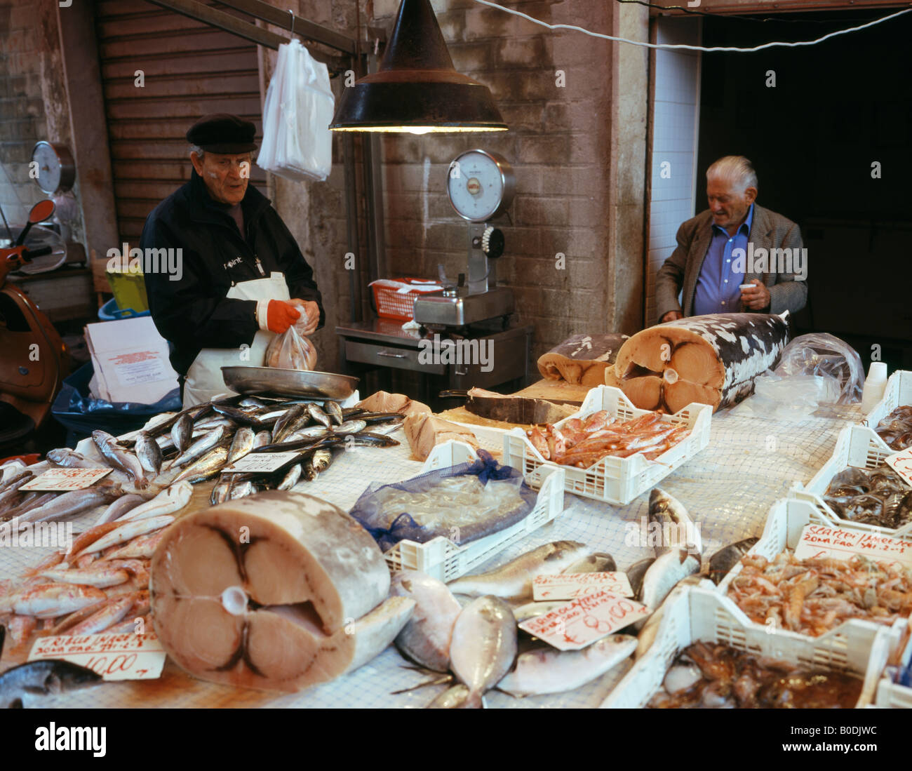 The open air fish market at Ortygia or Ortigia Siracusa or Syracuse ...