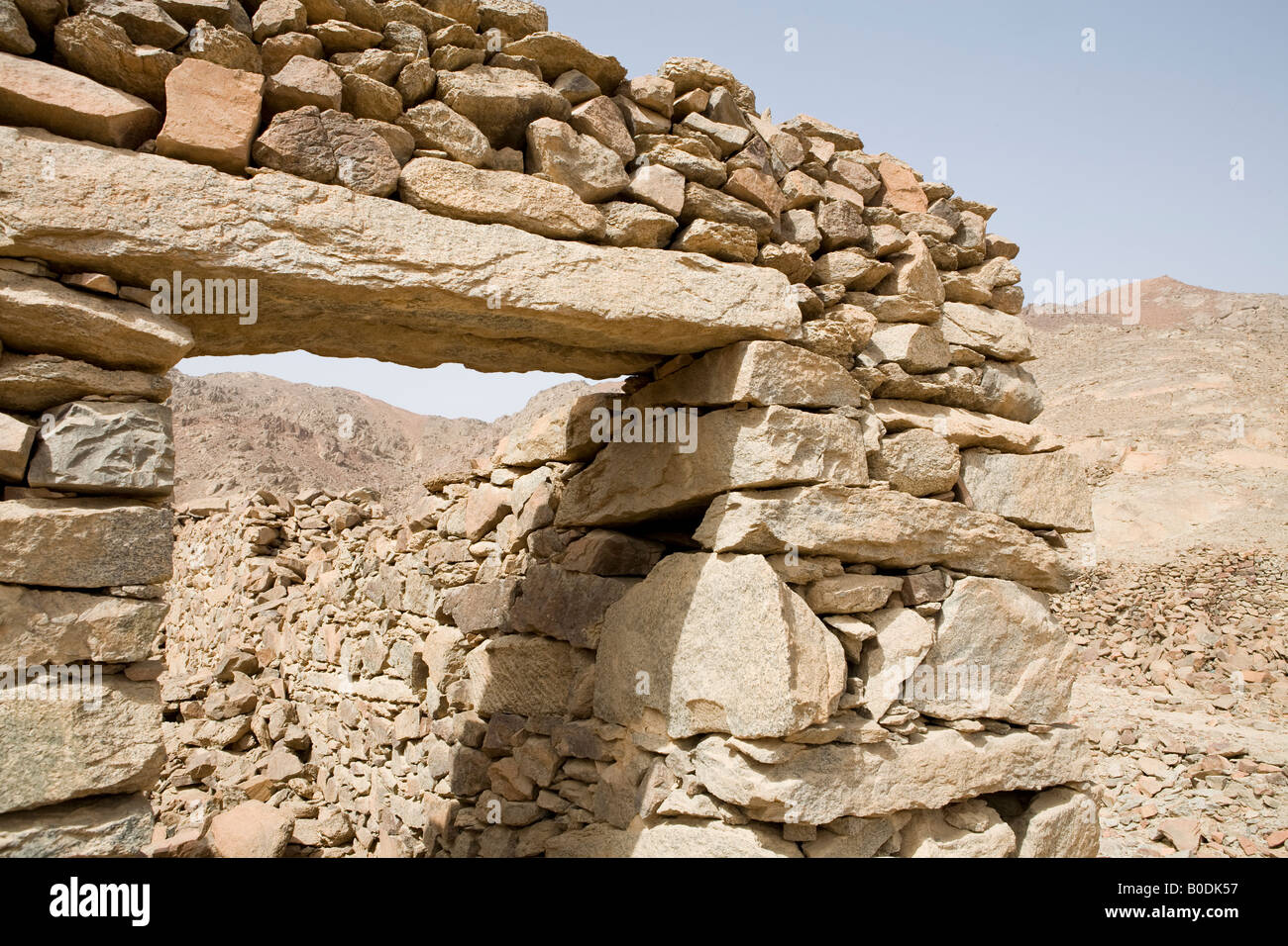 Doorway showing single block lintel in the Roman town and fort at Mons ...