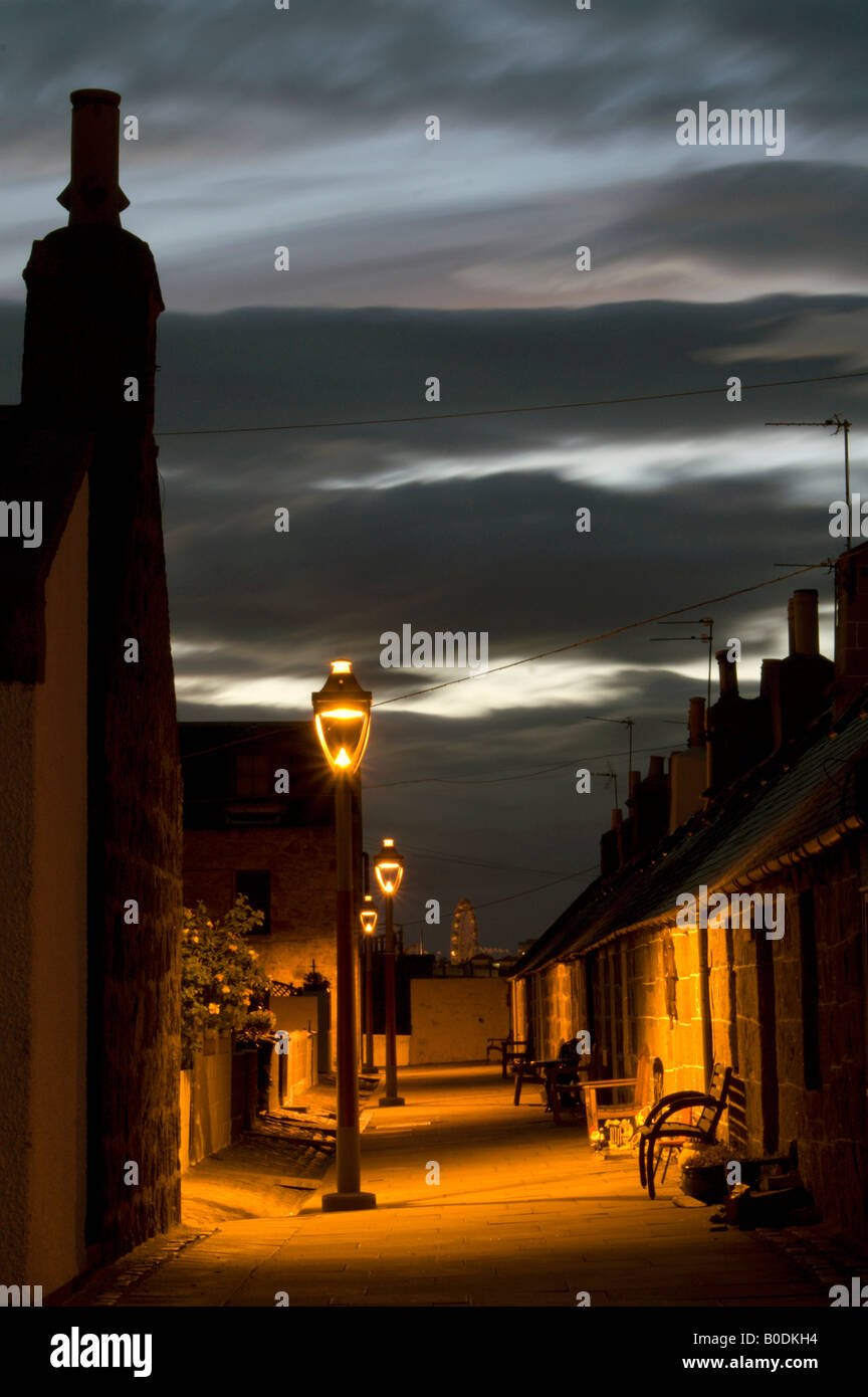 Footdee (Fittie) in Aberdeen at night Stock Photo - Alamy