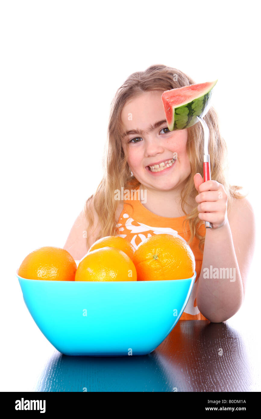 Young Girl with Fruit Model Released Stock Photo - Alamy