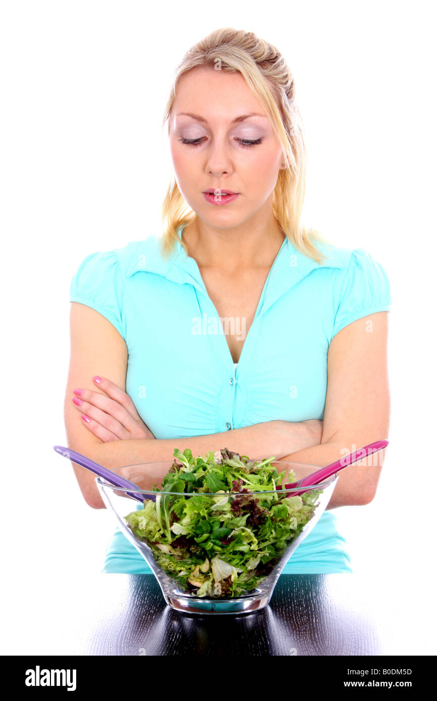 Young Woman with Mixed Salad Model Released Stock Photo - Alamy
