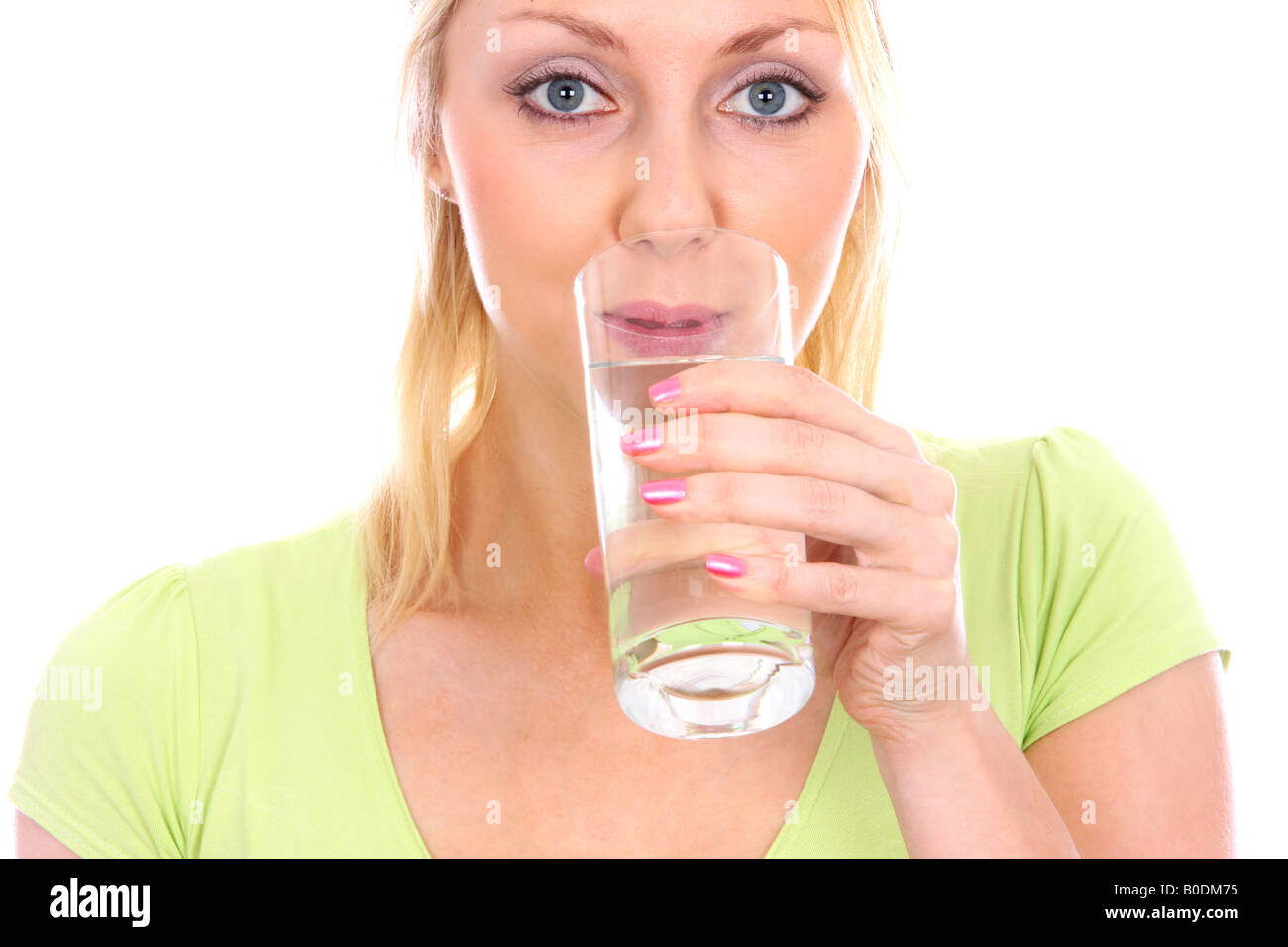 Young Woman Drinking Glass of Water Model Released Stock Photo - Alamy