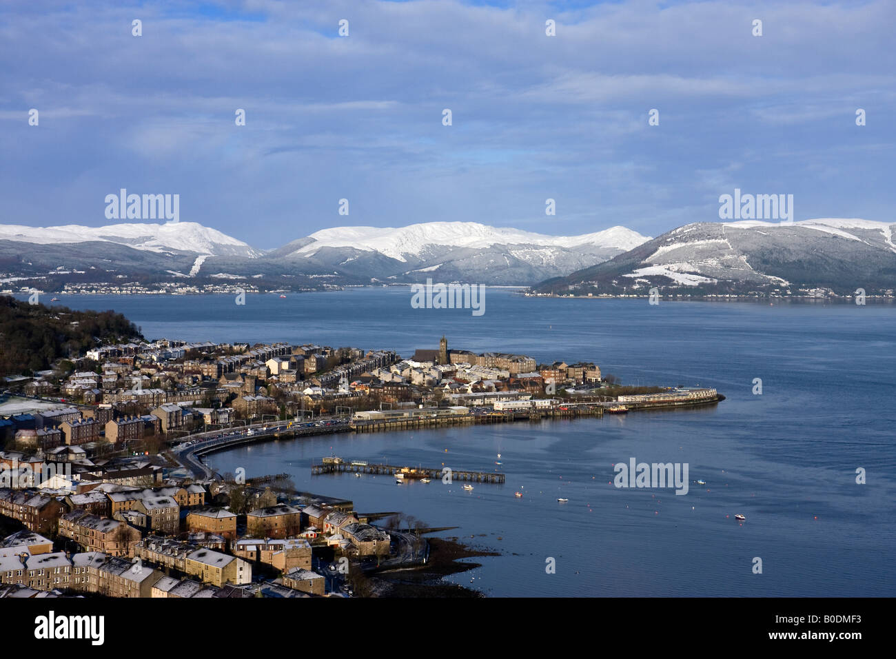 View from the Lyle hill over a very sunny Gourock on a crisp winter ...
