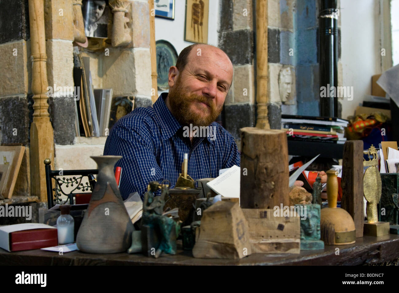 Well Known Syrian Modern Artist Mustafa Ali in his Home in the Old City ...