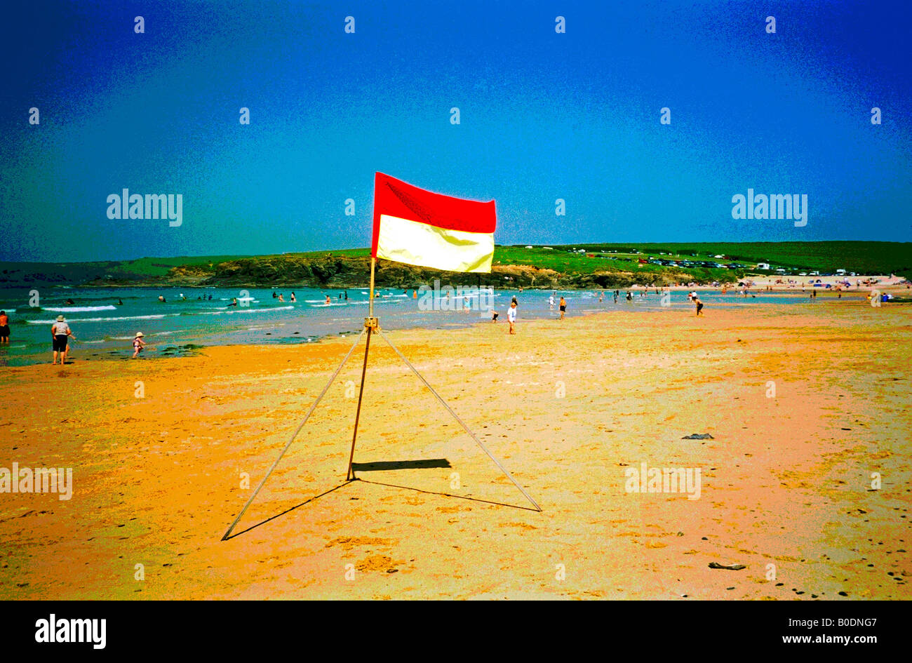 Summer at Harlyn Bay, Cornwall, England (posterized image Stock Photo ...