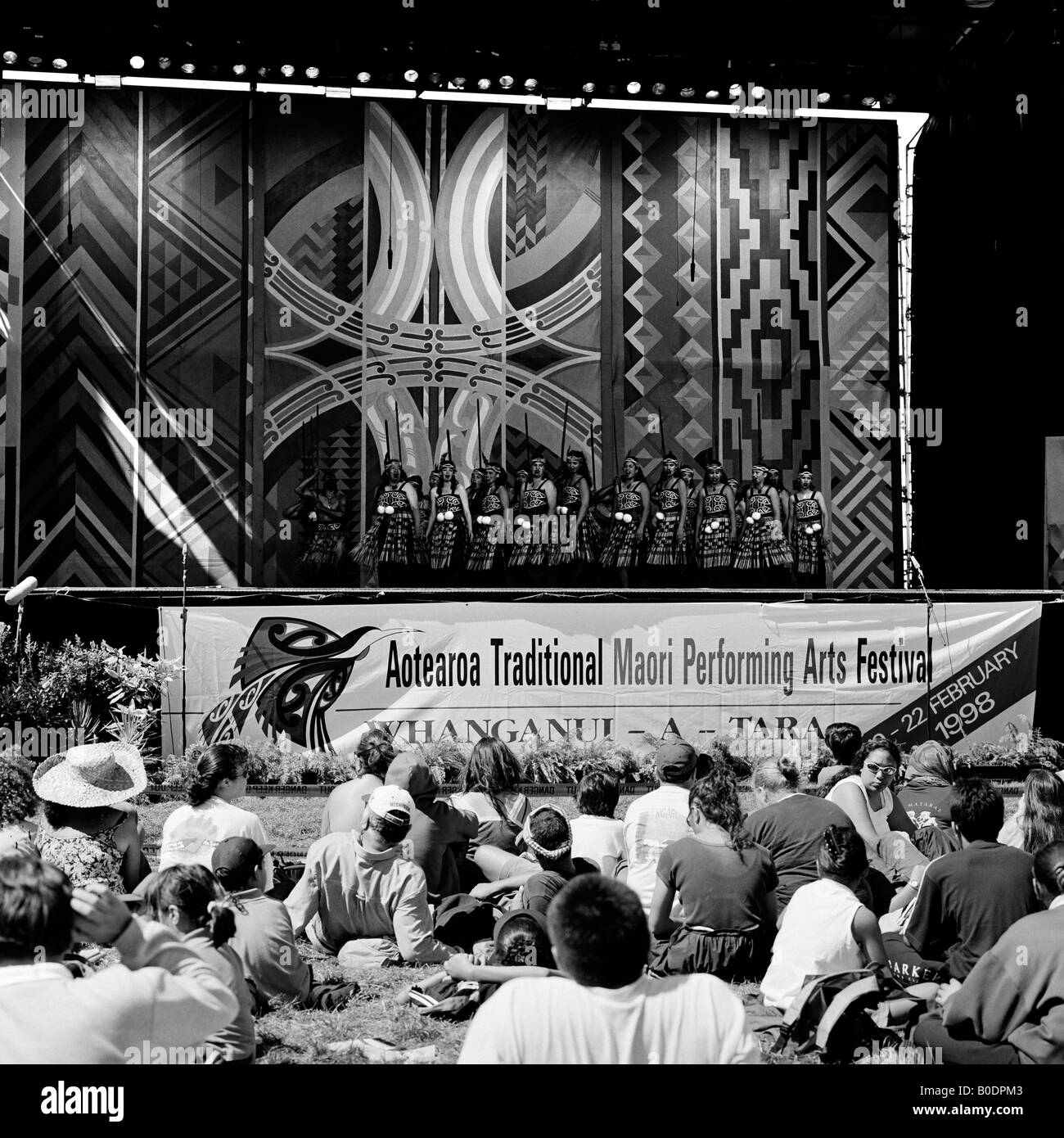 Stage and audience at 1998 Aotearoa Traditional Maori Performing Arts ...