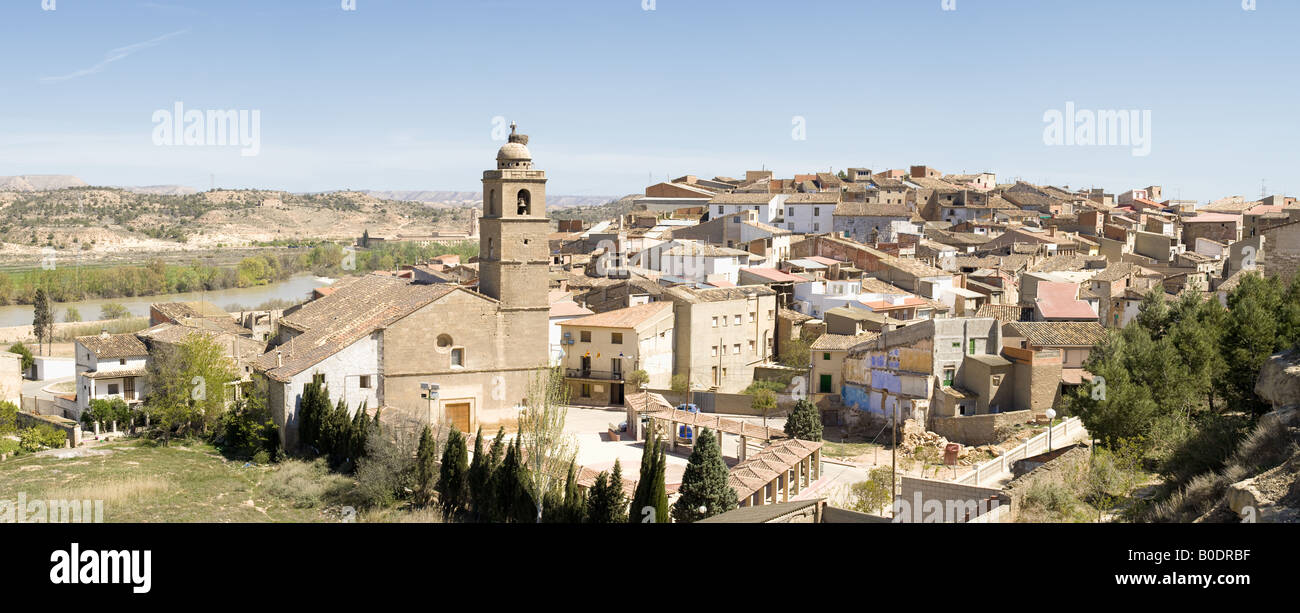Escatron village panoramic Stock Photo - Alamy