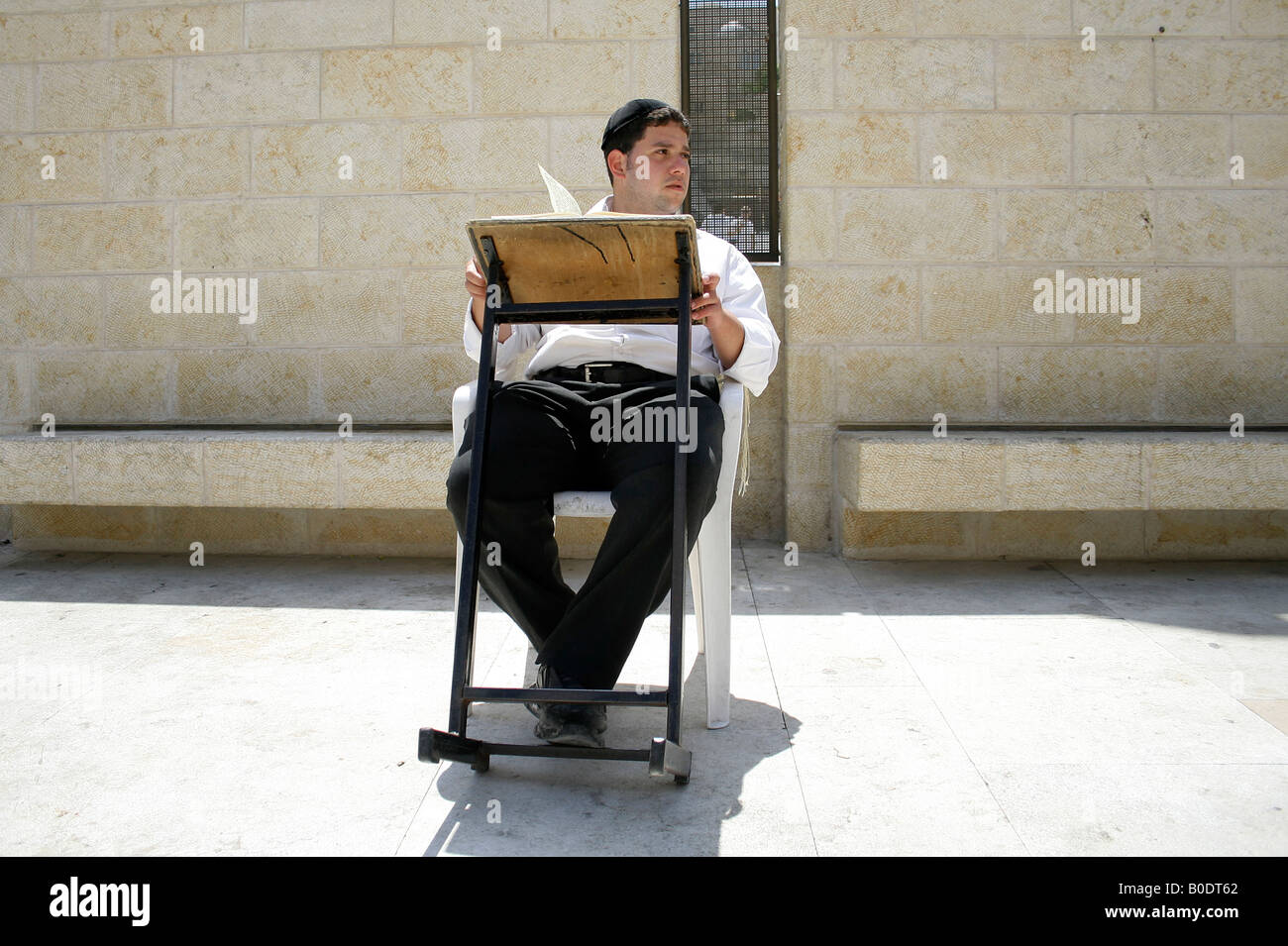 young jewish man reading the torah at the wailing wall jerusalem israel ...