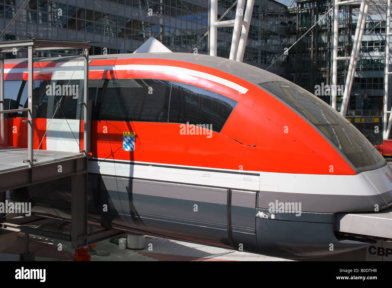 1:1 model of high speed train Transrapid, airport Munich, Terminal 2 ...