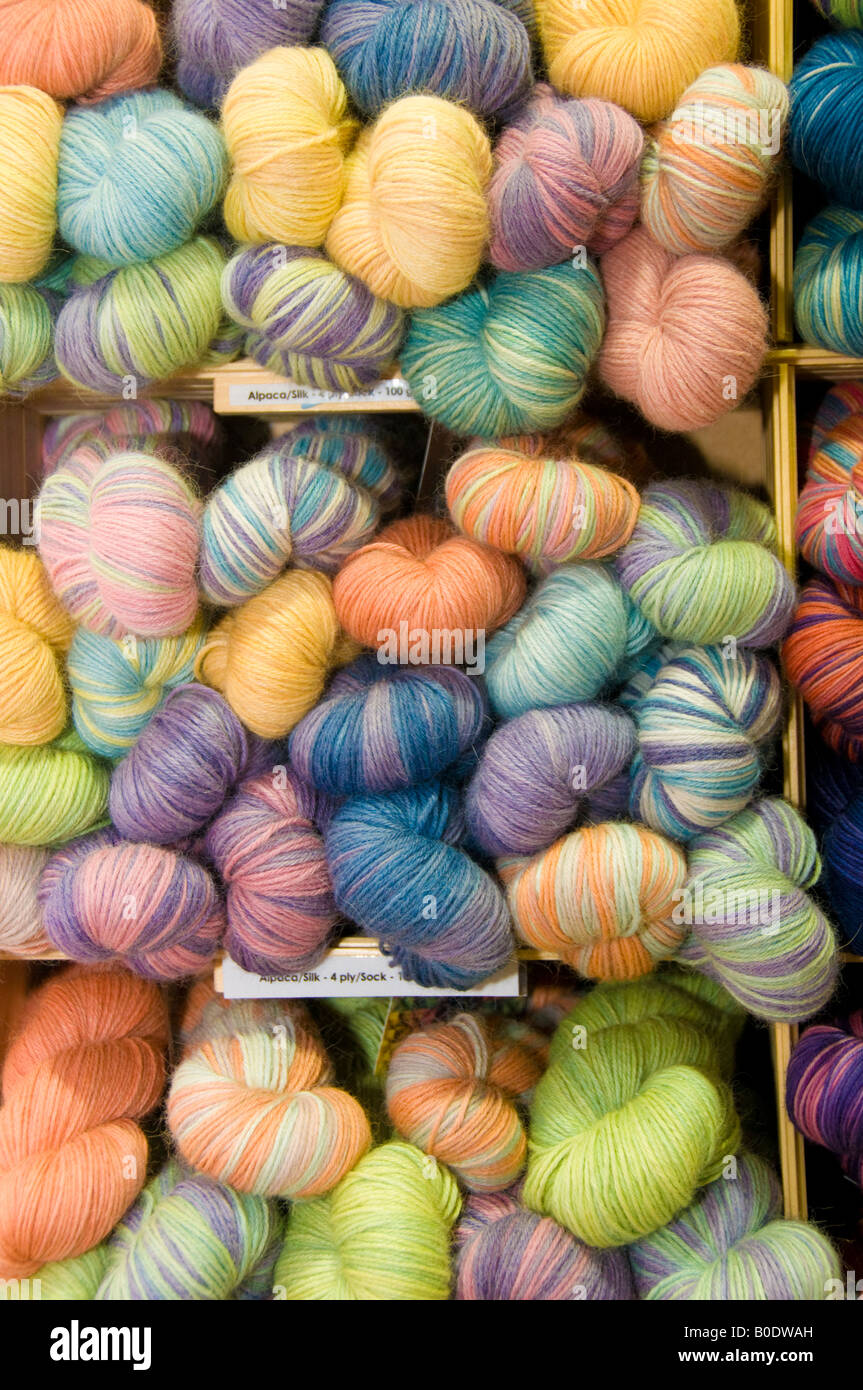 skeins of alpaca and silk hand knitting wool coloured using only ...