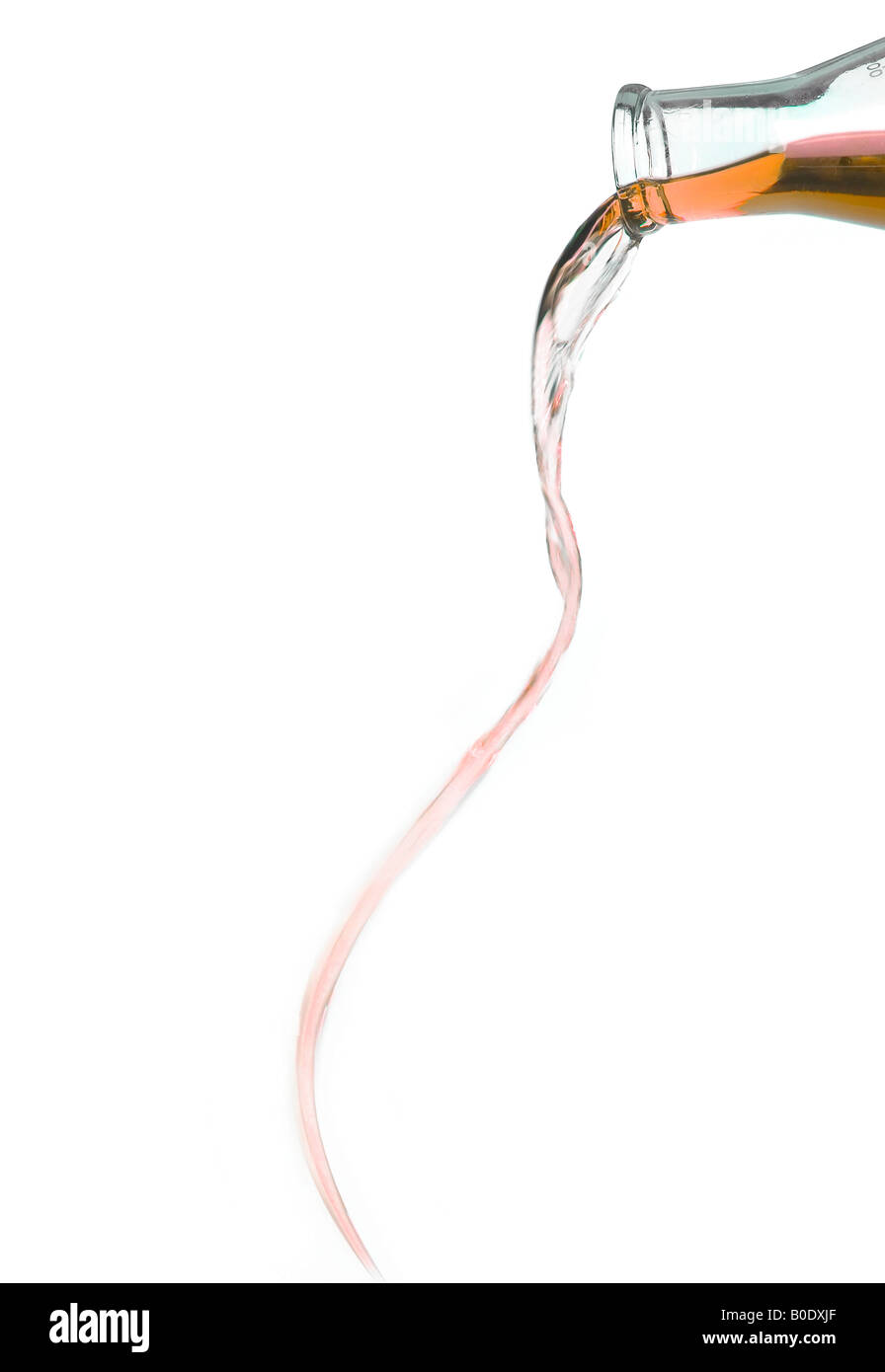 Glass Beaker In Lab Pouring Liquid Chemicals In Curved Flow Stream ...