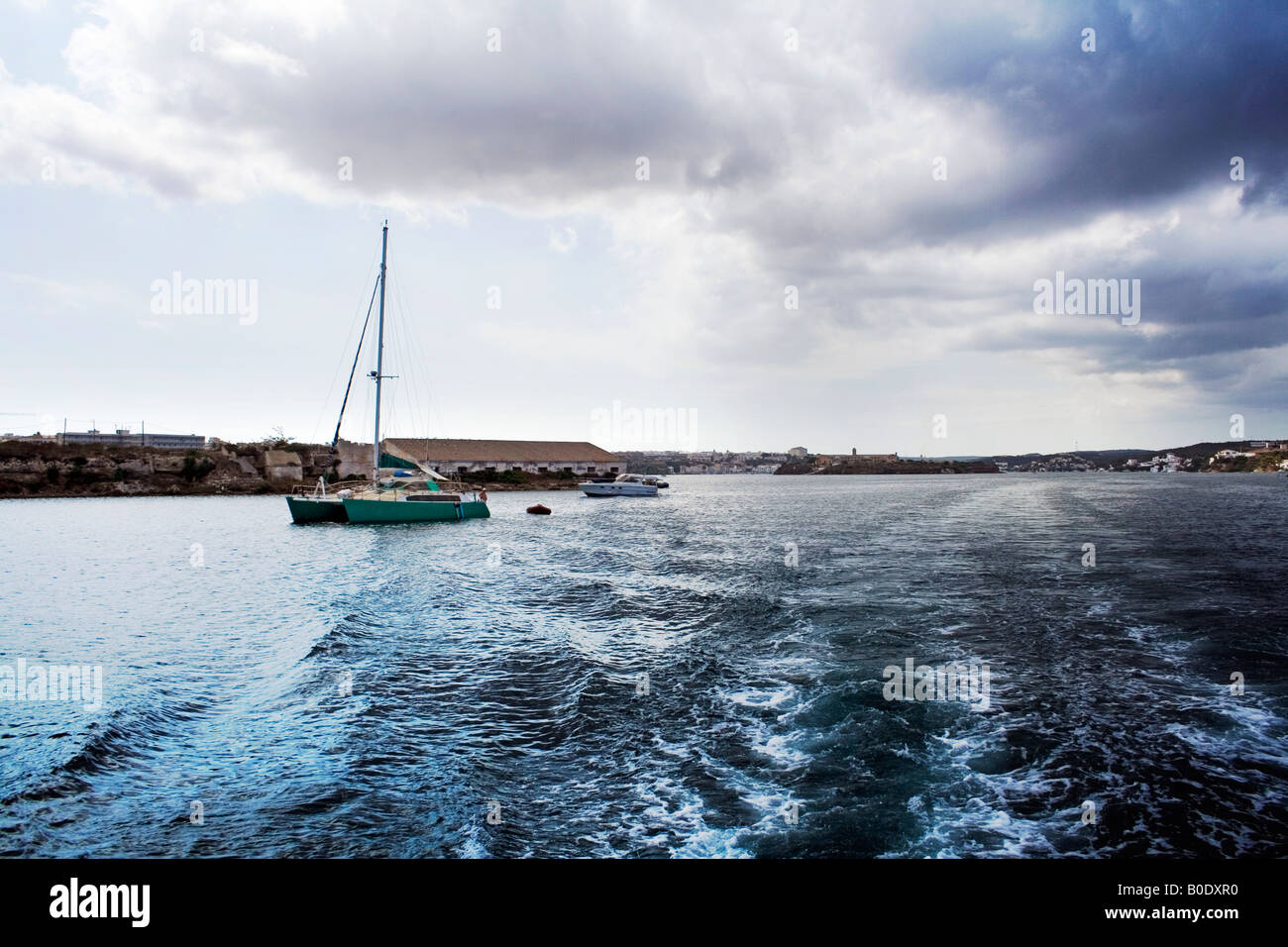 view from back of boat Stock Photo - Alamy