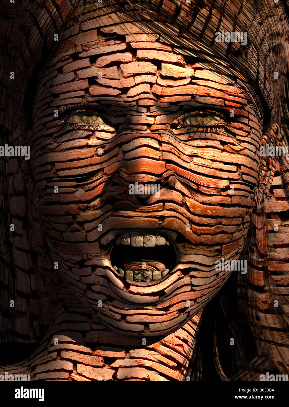Representation of woman face made of bricks, close up Stock Photo - Alamy