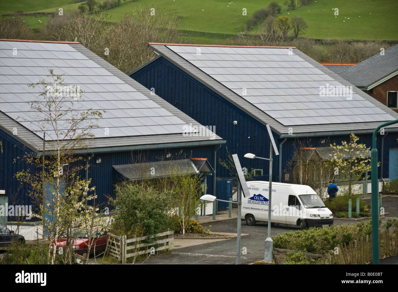 Business units at Dyfi Eco Park Machynlleth Wales, arrays of ...
