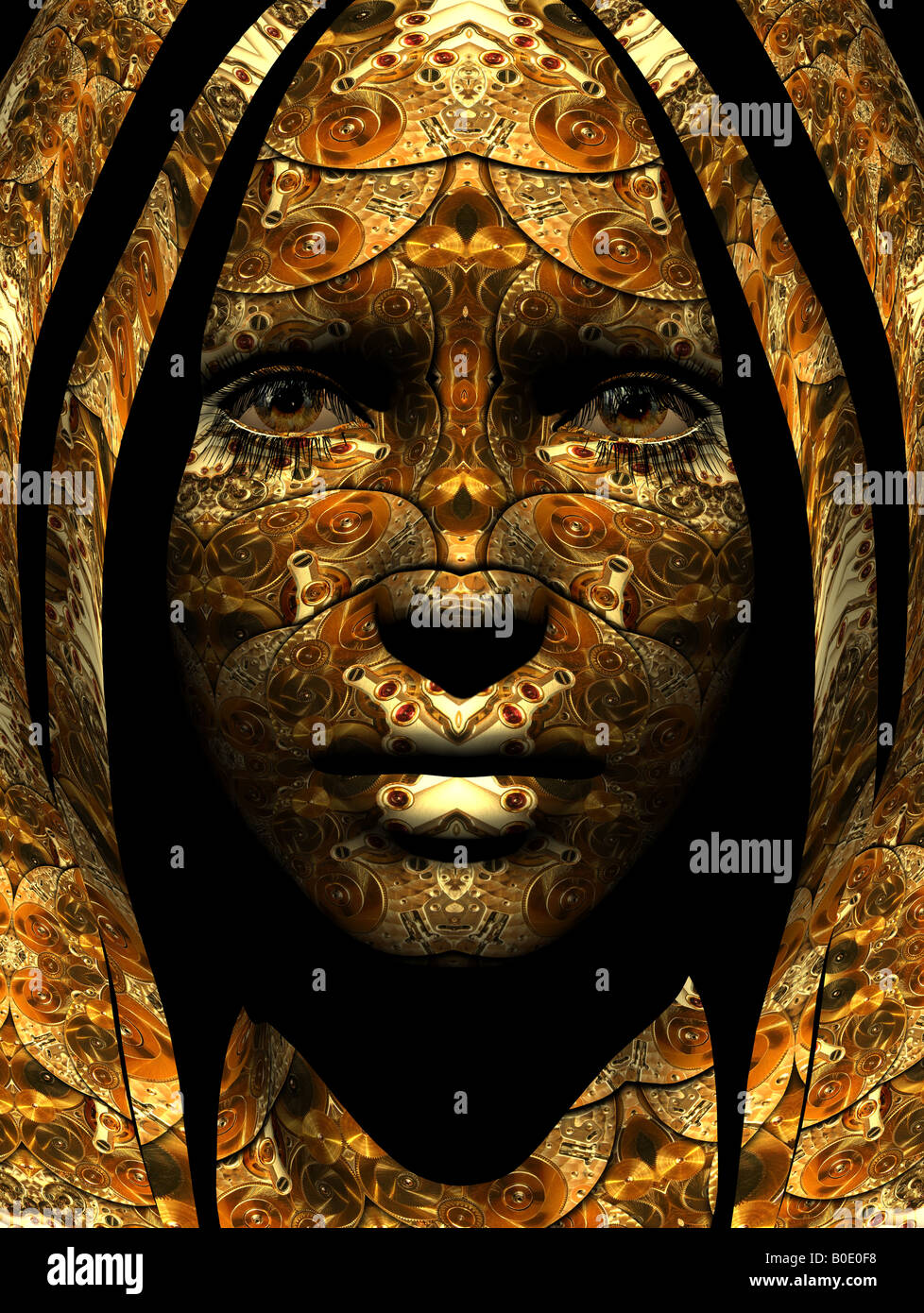 Representation of woman face made of cogs Stock Photo - Alamy