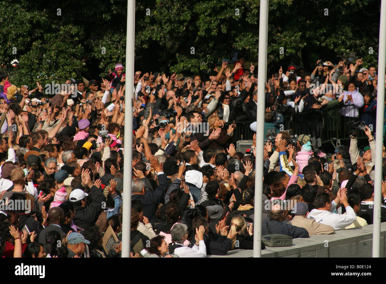 Protesters taking part in religious worship at a political rally at ...