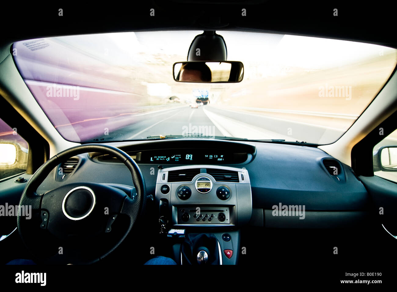 Inside car view at high speed Stock Photo - Alamy
