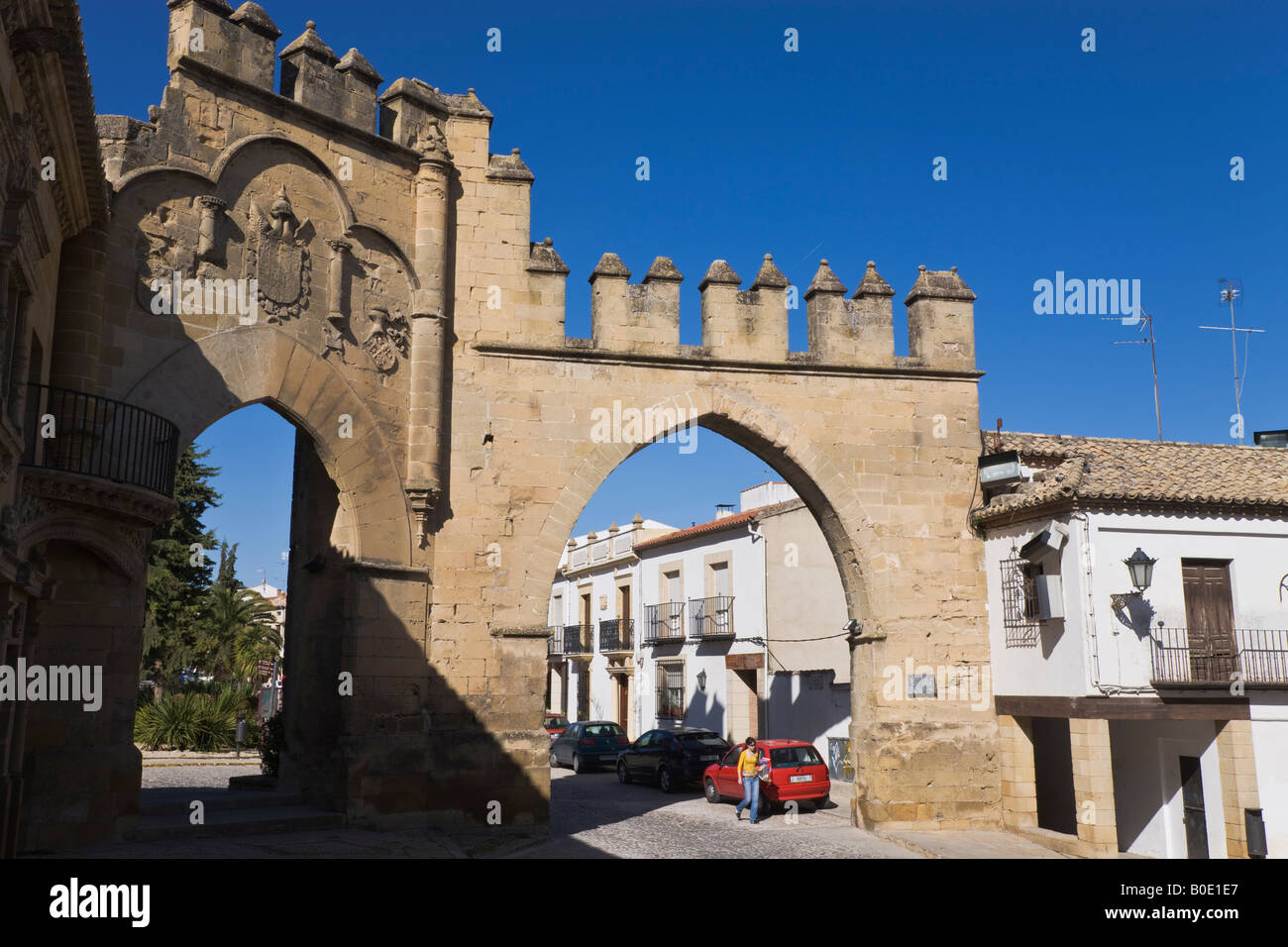 Baeza Jaen Province Spain Puerta de Jaen left and Arco de Villalar ...
