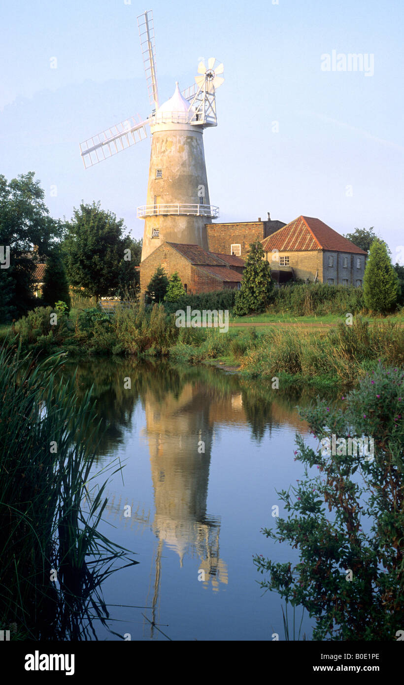 Denver Windmill Mill Norfolk tower mill white cap sails lake reflection ...