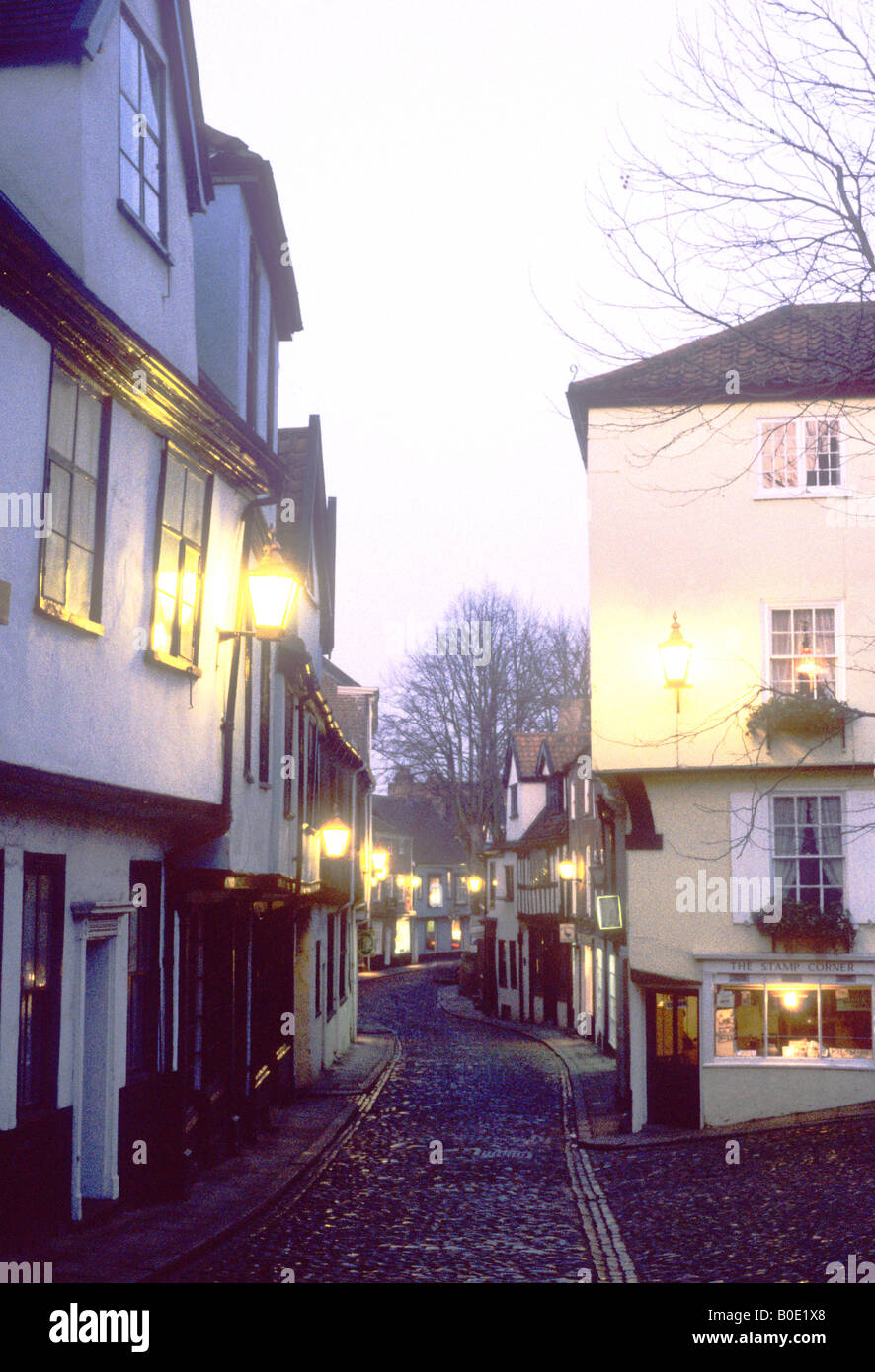 Norwich Elm Hill Dusk old buildings city street Norfolk East Anglia ...