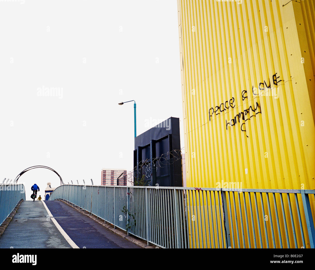 Peace Love Harmony a sign for passers by in Hackney Wick a district of ...