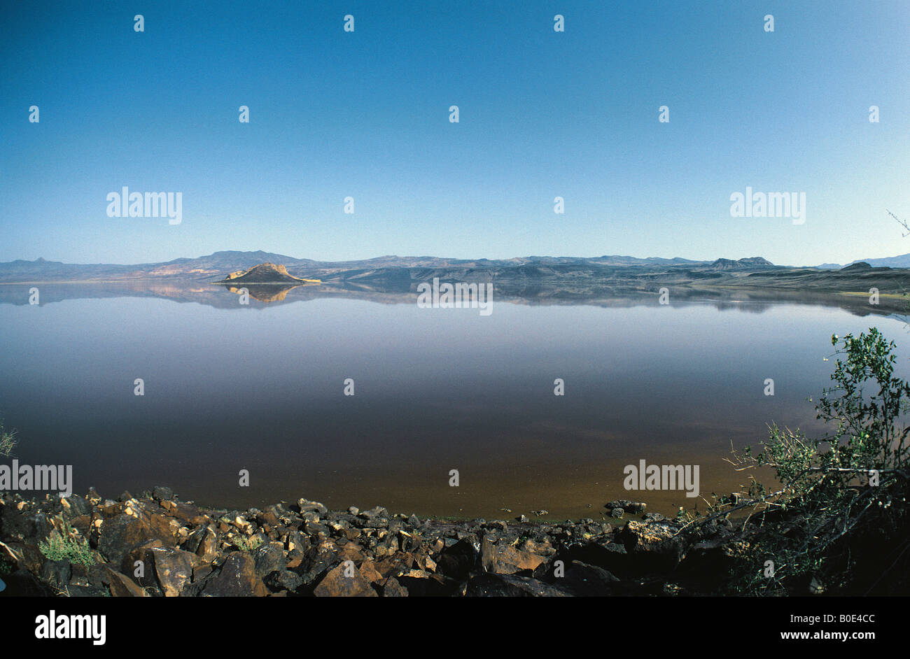 Lake Logipi and reflections in the Suguta Valley Northern Kenya East ...