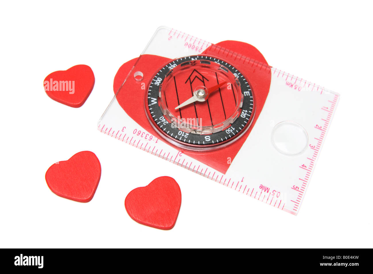 Compass with Heart Symbols Stock Photo - Alamy
