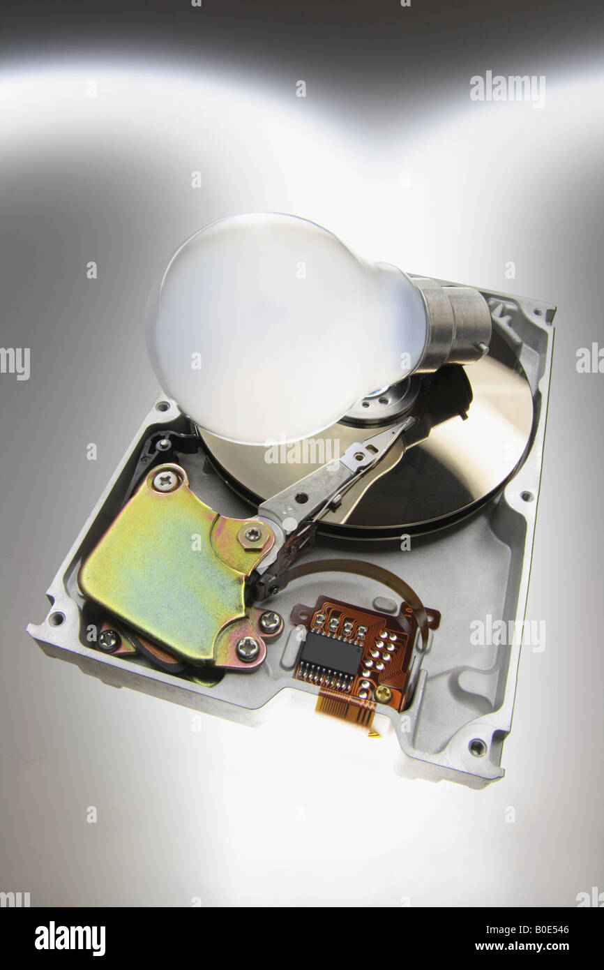 Light Bulb on Hard Disk Stock Photo - Alamy