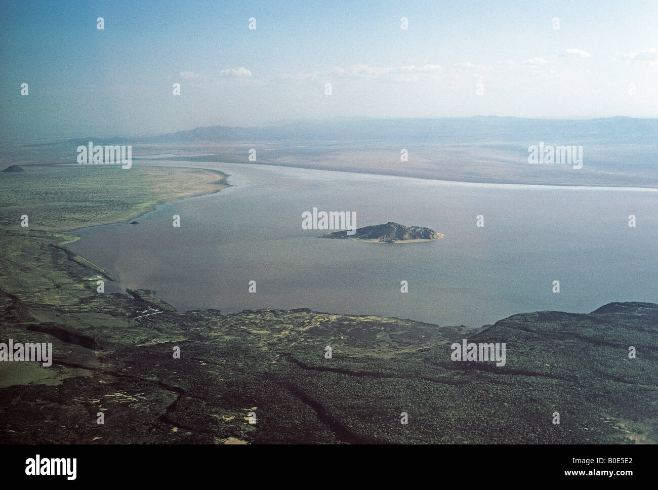 Aerial view of Lake Logipi in the Suguta Valley northern Kenya East ...