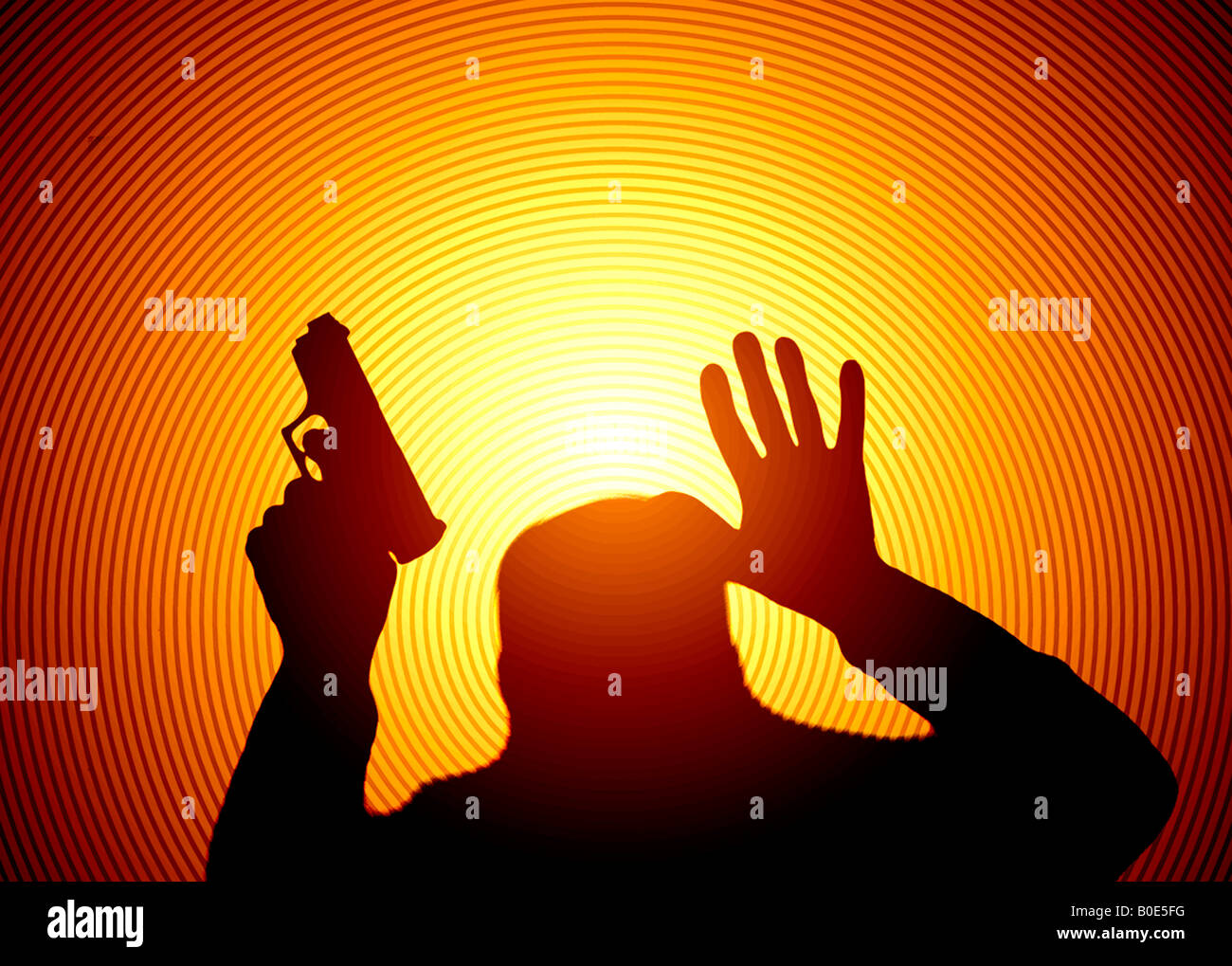 abstract view of hooded man with hand gun Stock Photo - Alamy