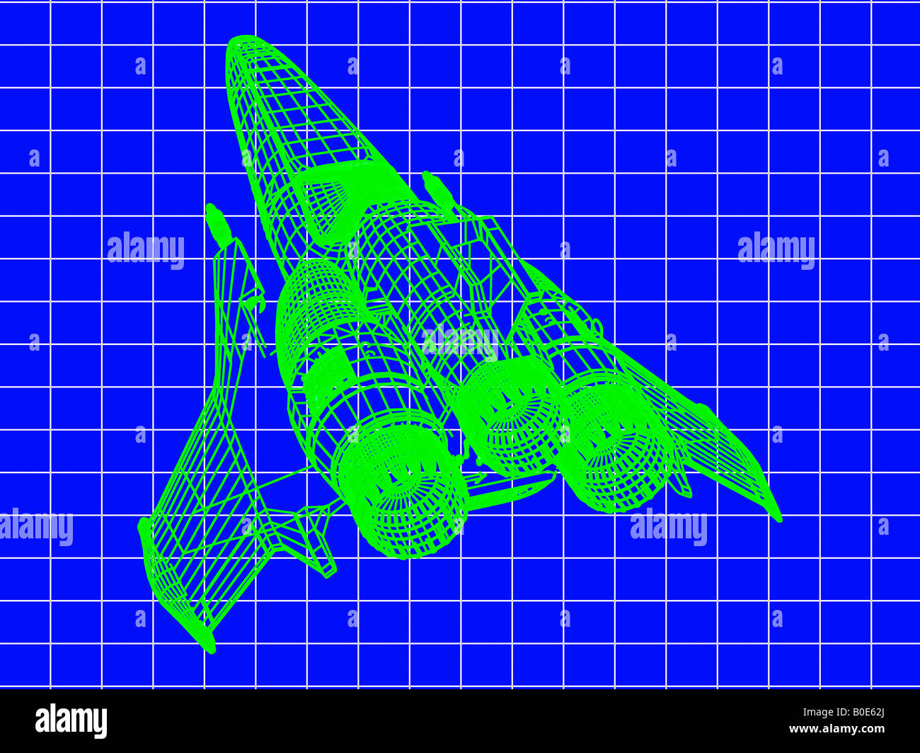 computer generated wire frame 3D image of a jet propelled fighter Stock ...
