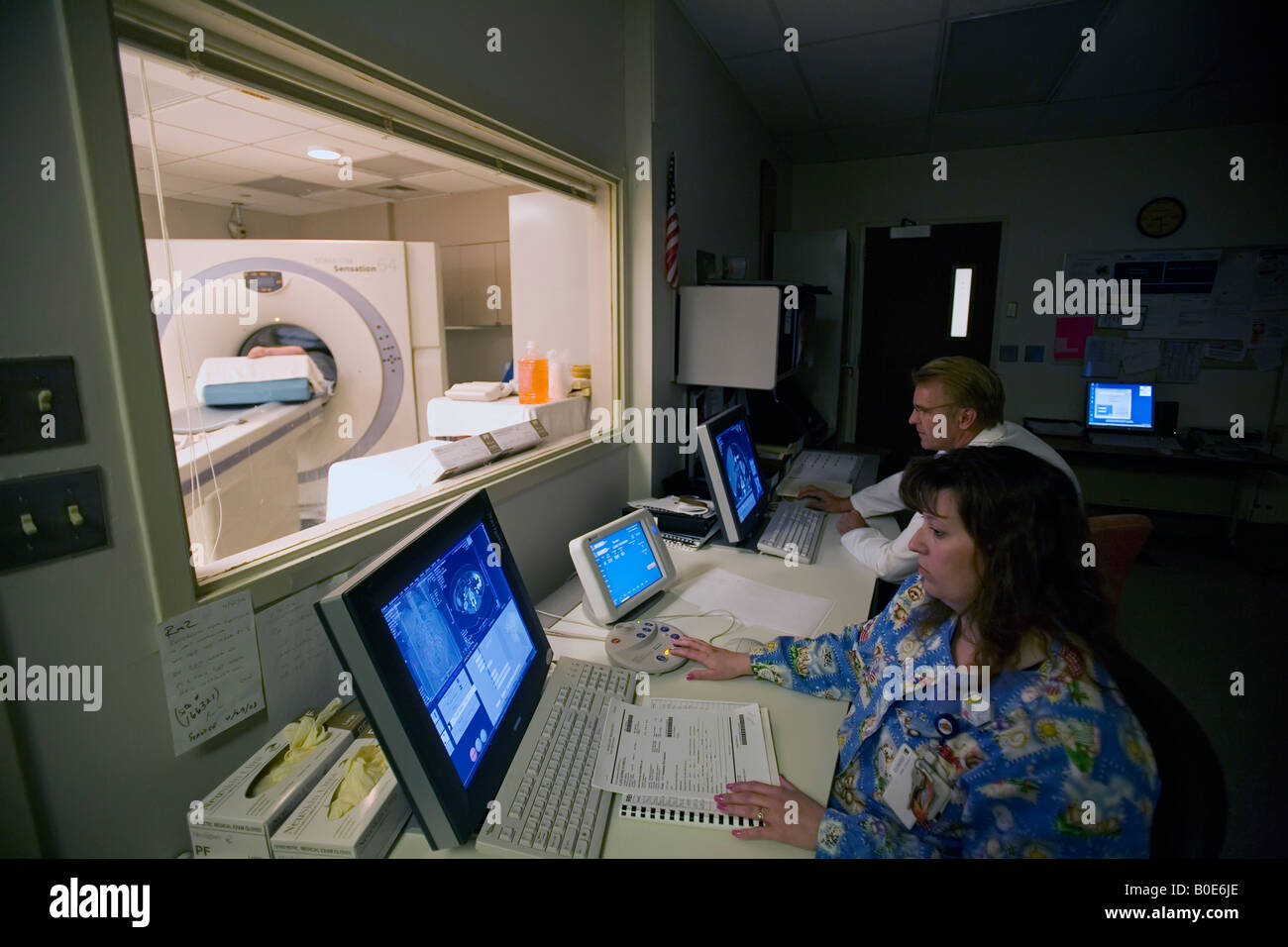 Patient gets CT scan during clinical trial of new cancer treatment ...