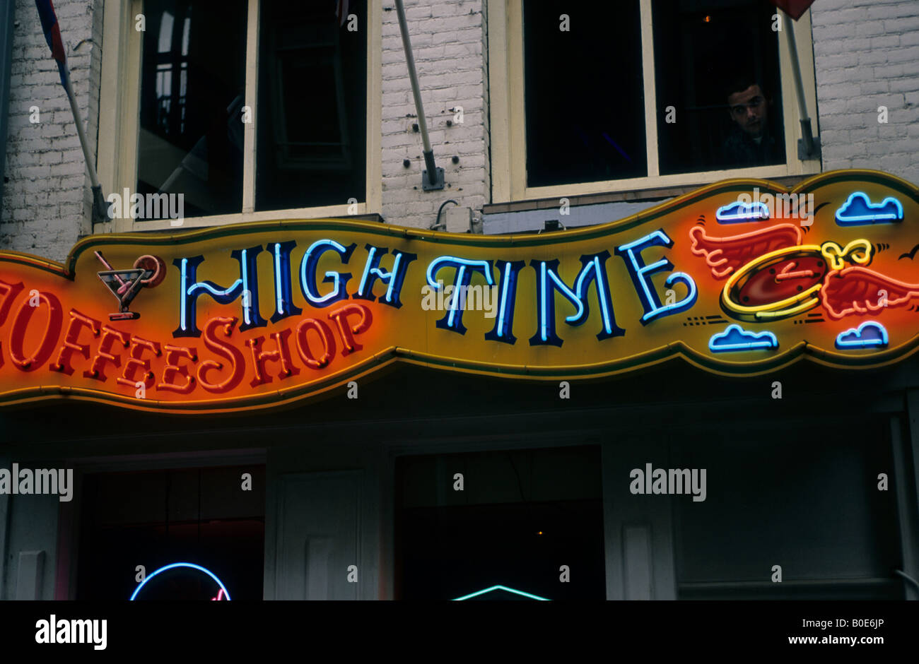 europe holland amsterdam high time coffee shop sign Stock Photo - Alamy