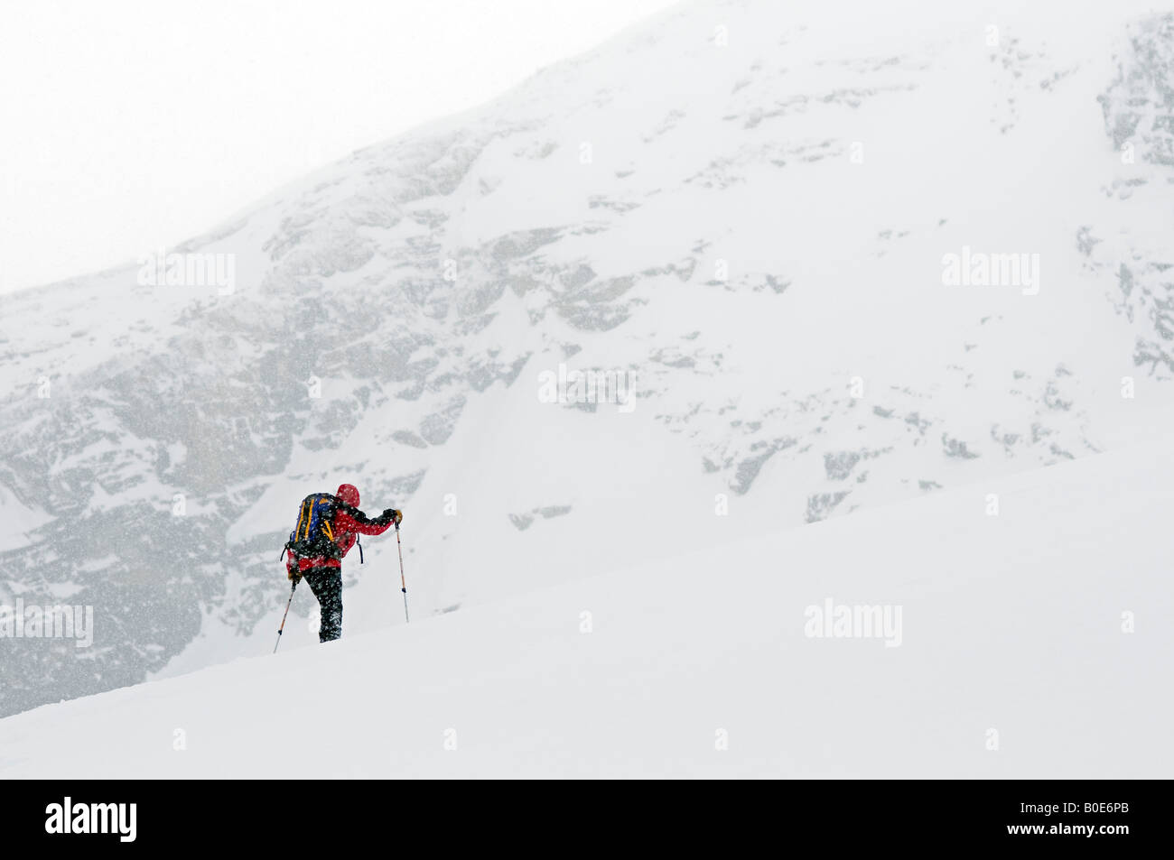 Backcountry skier skinning up the Seven Steps of Paradise, Asulkan ...